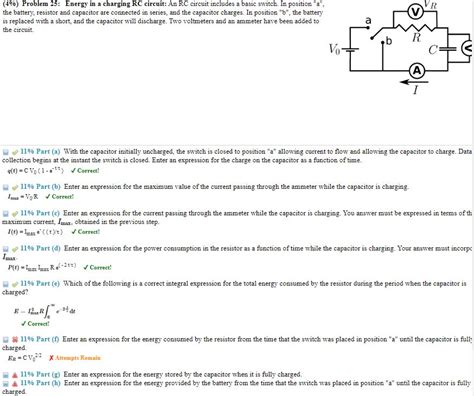 Solved 4 Problem 25 Energy In A Charging RC Circuit An Chegg Com