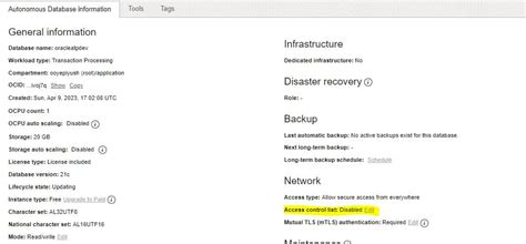 Enable Access Control List For An Oracle Atp S Database Cloud