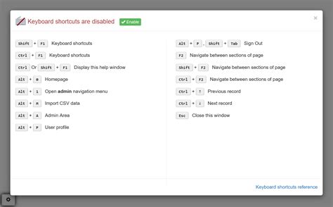 Shortcut Keys Appgini Documentation