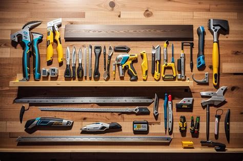 Premium Photo Diy Tools Over A Wood Panel