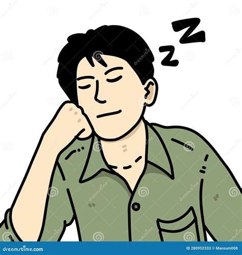 Man Sleeping Cartoon On A White Background Stock Illustration