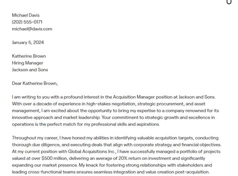 2 Acquisition Manager Cover Letter Examples With In Depth Guidance