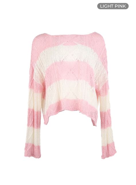 Wool Blend Hollow Out Striped Knit Sweater Cm415 Acubi Style Lewkin