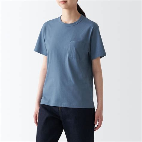 ÁO THUN JERSEY CỔ TRÒN TAY NGẮN Nữ L Xanh dương MUJI