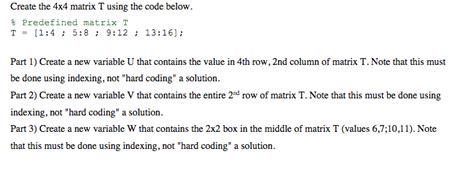 Solved Indexing Problem Solve Using Matlab Software