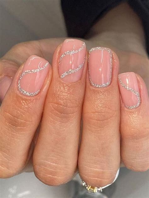 Silver Sparkle Simple Nails Design Silver Nails Simple Nails Hoco Nails