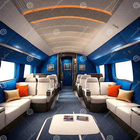 Ai Generated The Interior Of A Modern Airplane With Comfortable Seating