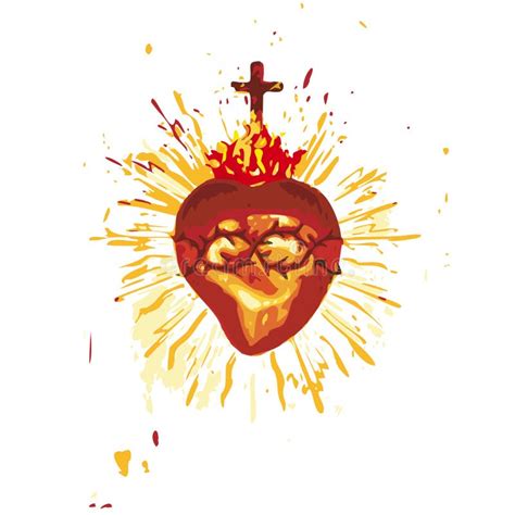 The Sacred Heart Of Jesus On Grunge Background Stock Vector