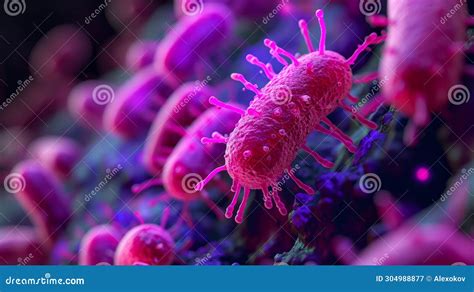 Close Up Of Listeria Monocytogenes Bacteria Under A Microscope Ai Generated Stock Illustration