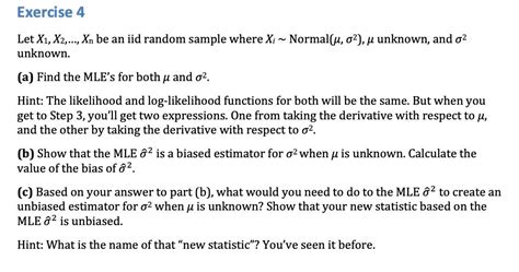 Solved Exercise 4 Let X1 X2 Xn Be An Iid Random Sample Chegg Com