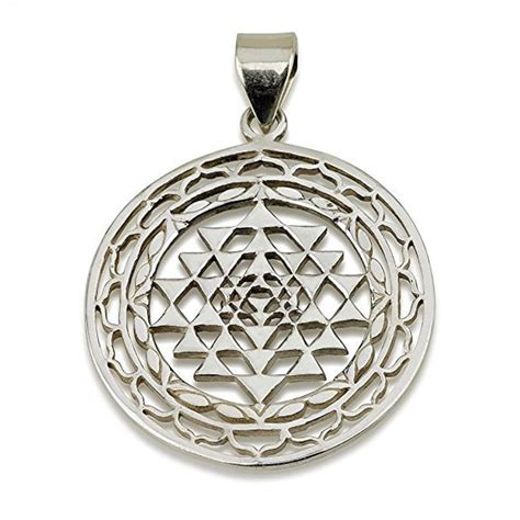 Sterling Silver 925 Sri Yantra Chakra Pendant Etsy