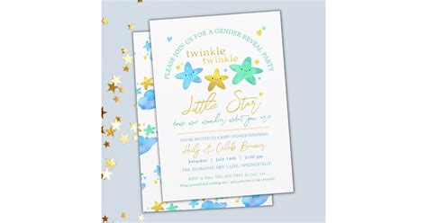 Twinkle Twinkle Little Star Gender Reveal Shower I Invitation Zazzle