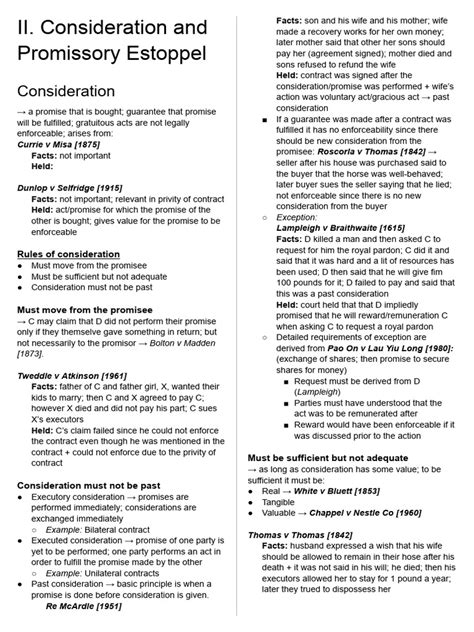 Ii Consideration And Promissory Estoppel Pdf Consideration Estoppel