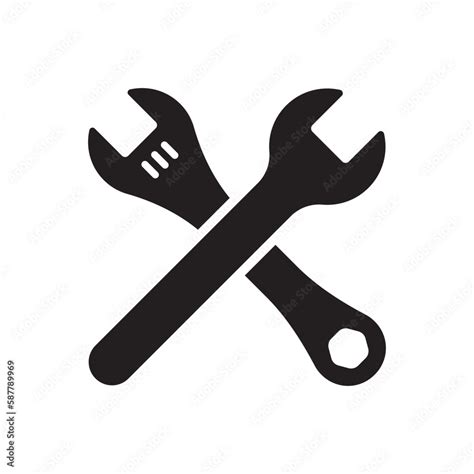 Wrench Spanner Vector Icon Spanner Flat Sign Design Repair Tool Icon