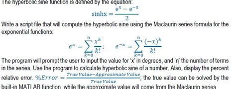 Solved Ex The Hyperbolic Sine Function Is Defined By The Chegg