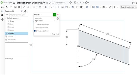 How To Stretch Part Diagonally — Onshape