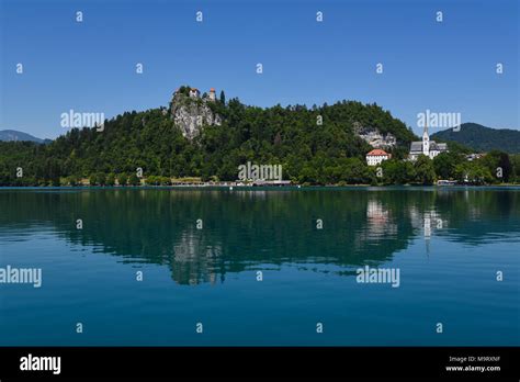 Landscape View Of Lake Bled Castle And Reflections Stock Photo Alamy