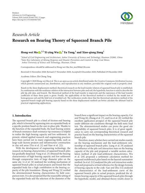 Pdf Research On Bearing Theory Of Squeezed Branch Pile