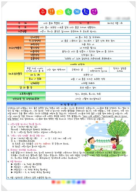 평가인증 주간계획안 및 일일보육일지 작성 유아and유치반 네이버 블로그