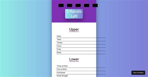 Yahtzee Game Codesandbox