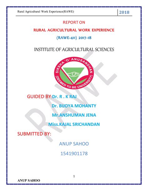 Rawe Report 2018 19 Institute Of Agricultural Sciences Soa