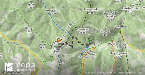 Trasa Schronisko PTTK na Polanie Chochołowskiej Grześ mapa turystyczna pl