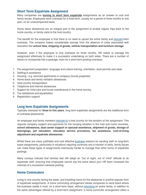 Types Of Expatriates Pdf Worklife Balance Telecommuting