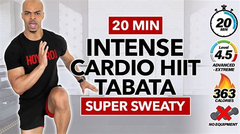 MIN INTENSE Fat Burning Tabata HIIT Cardio No Repeat No Equipment Home Workout YouTube