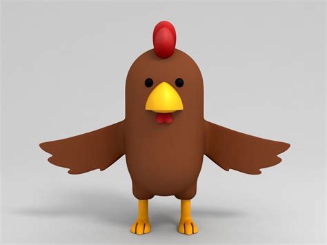 갈색 닭 캐릭터 3d 모델 19 Obj Max Fbx Free3d