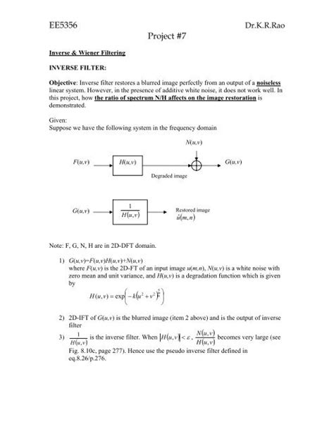 Inverse And Wiener Filtering