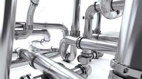 Angular Pipeline Element 3d Connected Pipes On White Background Water Pipe Metal Pipe