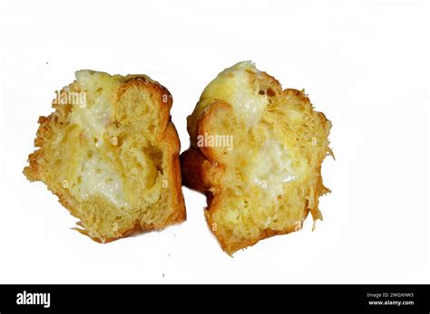 Pastry Cream Topping On A Baked Danish Pastry Stuffed Sweet Cheese