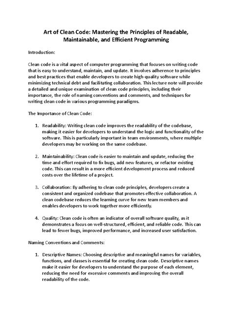 Art Of Clean Code Mastering The Principles Of Readable Maintainable