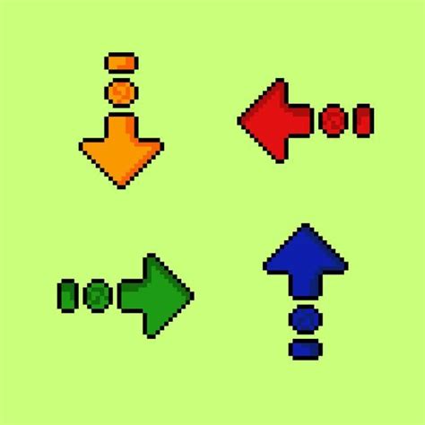 Four Color Arrow With Pixel Art Style Premium Vector Pixel Art Pixel Art Design Art Style