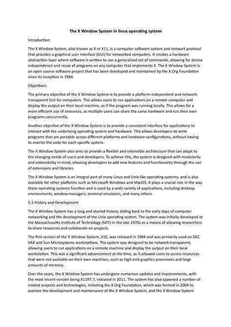 The X Window System In Linux Operating System The X Window System In