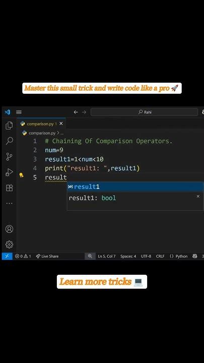 🚀 Python Trick Chaining Comparison Operators Made Simple Python Shorts 🐍python Codingshorts