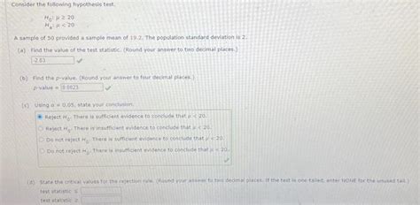 Solved Consider The Following Hypothesis Test Chegg