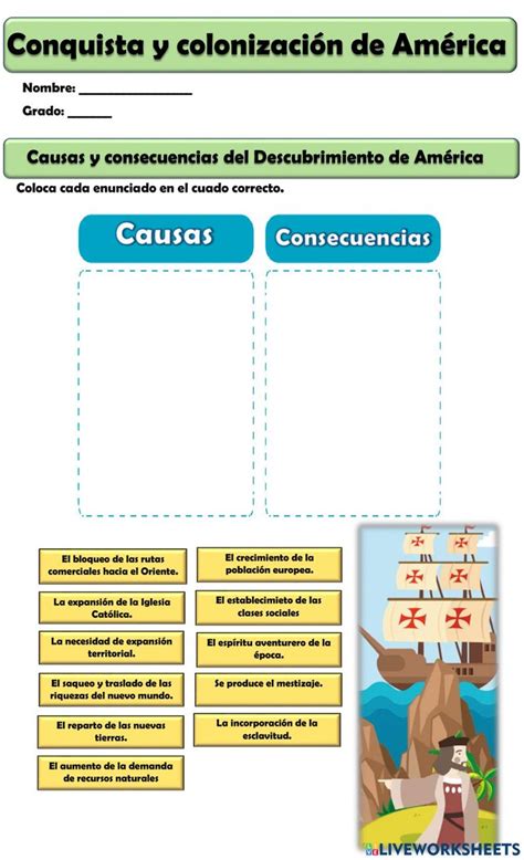 Conquista Y Colonización De América Worksheet Conquista Y