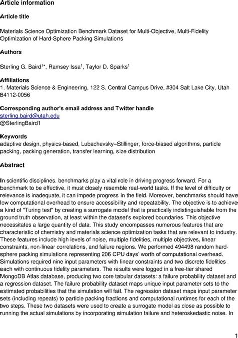 Materials Science Optimization Benchmark Dataset For Multi Objective