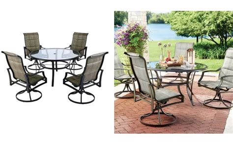 Hampton Bay Statesville 5 Piece Padded Sling Glass Top Patio Dining Set