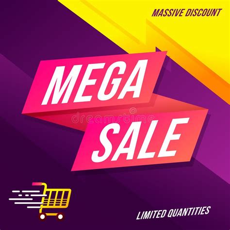 Mega Sale Banner Massive Discount Vector Illustration Limited