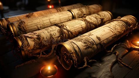Ancient Scrolls Old Manuscripts Stock Illustration Illustration Of