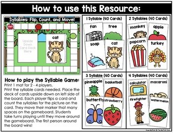 Syllable Game Phonological Awareness By The Moffatt Girls TPT