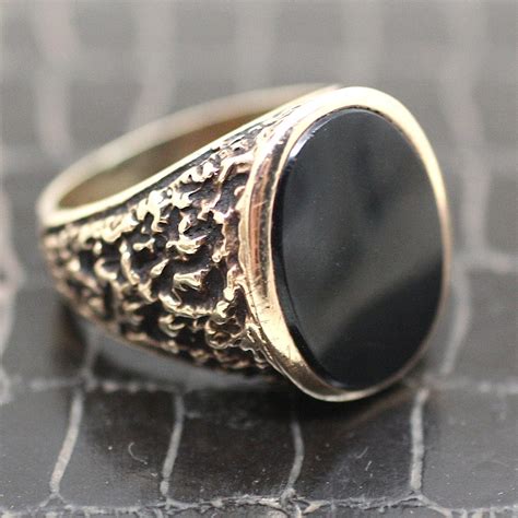 Circa 1960 10k Onyx Mens Ring Pippin Vintage Jewelry
