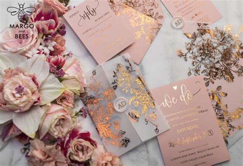 Exquisite Luxury Vellum Gold Foil Wedding Invitations For A Glamorous