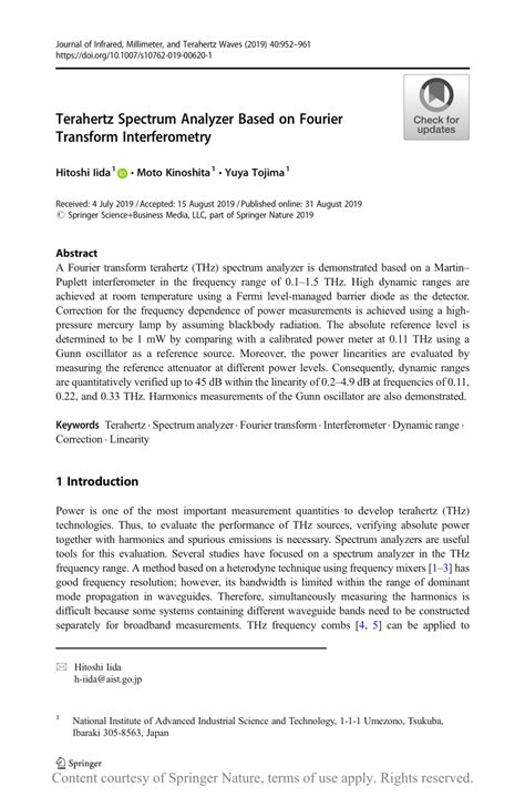 terahertz spectrum analyzer based on fourier transform interferometry