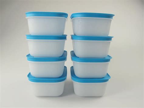 Tupperware Gefrier Behälter 450 Ml Weiß Blau Eis Kristall 8