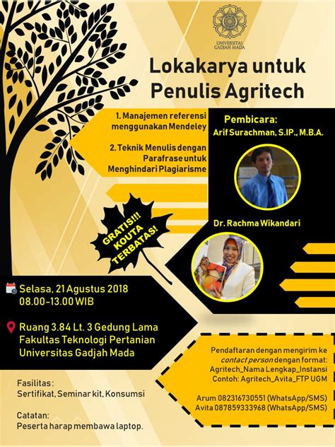 Lokakarya Penulis Agritech Fakultas Teknologi Pertanian UGM