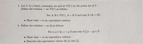 solved 1 let u be a finite nonempty set and let p u be