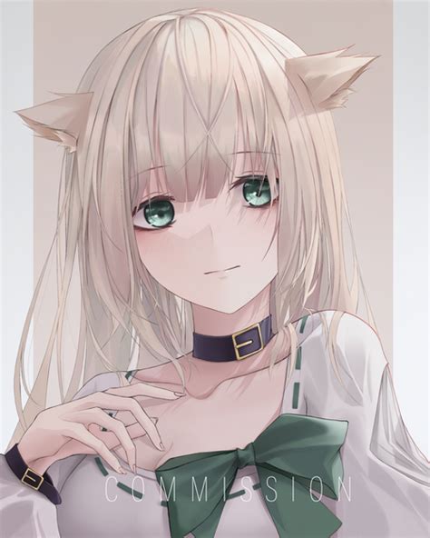 Anime Cat Girl Collar Cat Ears Blue Eyes Hd Phone Wallpaper Rare